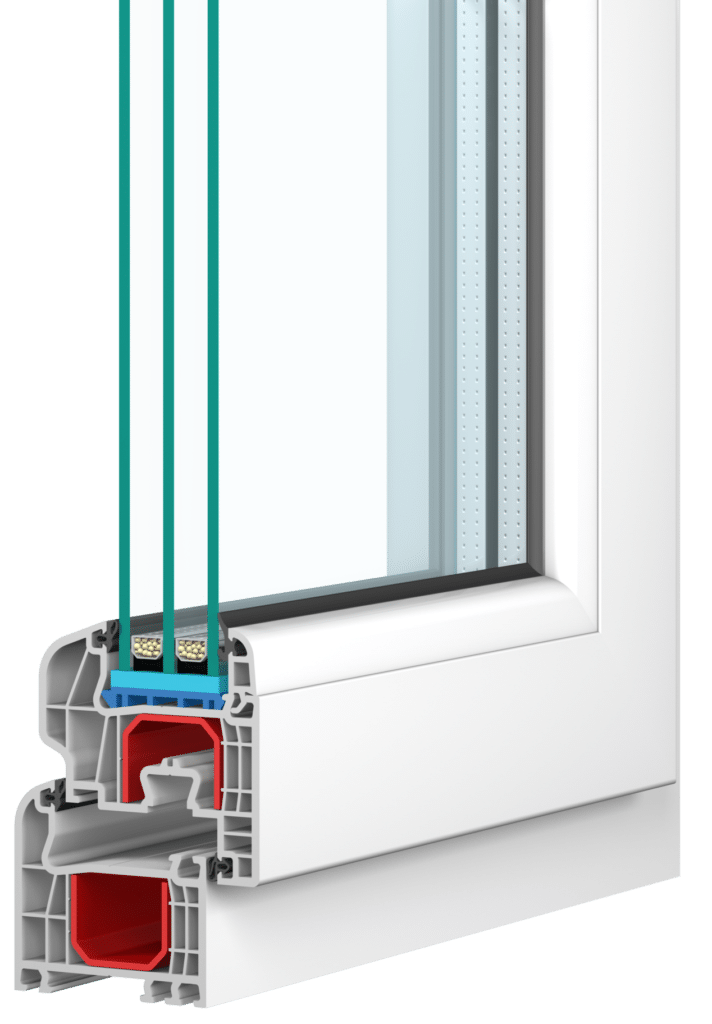 Balkontür Terrassentür PVC zweiflügelig Dreh-Kipp, Stulp